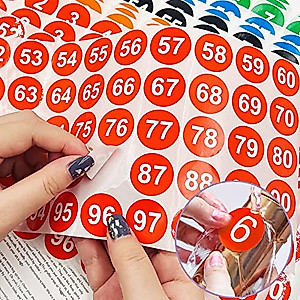 20 Sheets 1-100 Number Stickers, SourceTon 2000 pcs Round Colored Labels 1 Inch Self-Adhesive Vinyl Consecutive Number Stickers for Office Classroom Home Storage Classification, 5 Colors