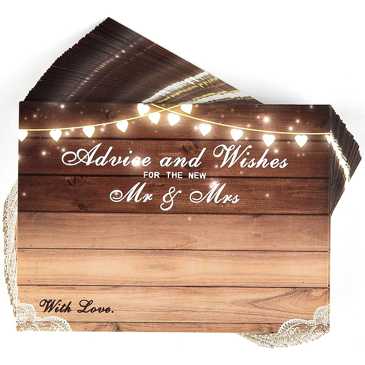 WUWEOT 100 Pack Wedding Advice Cards, Well Wishes Card for Bride and Groom, Rustic 6" x 4.3" Card Stock, Easy to Write on, Lasts Long
