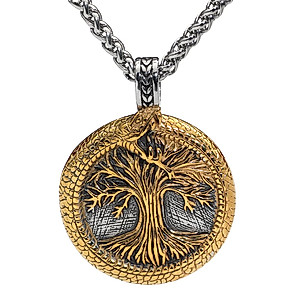 GuoShuang nordic viking tree of life Scandinavian Yggdrasil necklace for men gift with valknut bag norse jewelry for men women