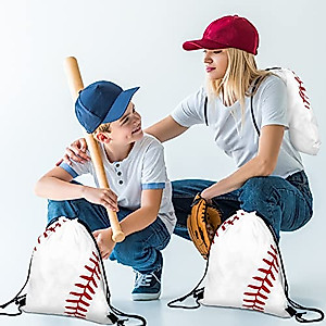 12 Pieces Small Sport Drawstring Bags Candy Bag Sport Party Drawstring Goodie Favor Bags Supplies Gifts(Baseball Style,10 x 12 Inch)