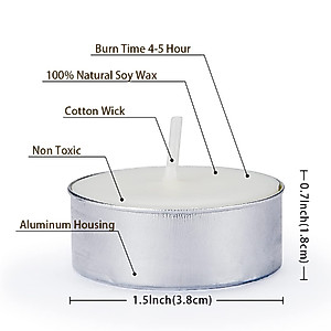 DEYBBY Natural Soy Wax Tealight Candles Bulk,100 Pack UnScented Tea Candle Set - 4 Hours Burning for Each