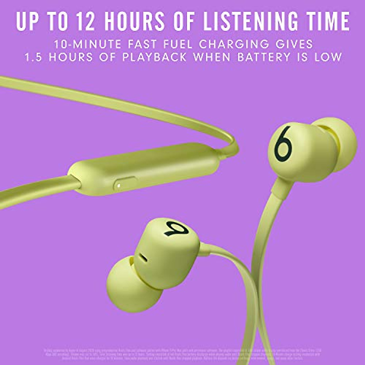 Beats Flex Wireless Earbuds – Apple W1 Headphone Chip, Magnetic Earphones, Class 1 Bluetooth, 12 Hours of Listening Time, Built-in Microphone - Yuzu Yellow
