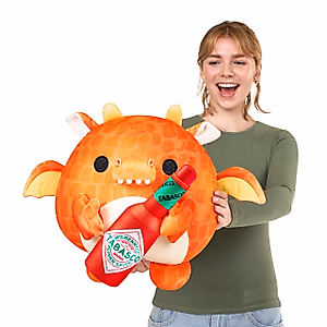 ZURU Snackles (Tabasco Dragon Super Sized 14 inch Plush by ZURU, Ultra Soft Plush, Collectible Plush with Real Licensed Brands, Stuffed Animal