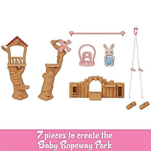 Calico Critters Baby Ropeway Park, Collectible Dollhouse Toy with Sweetpea Rabbit Figure Included, Includes park with slide, windmill and gondola