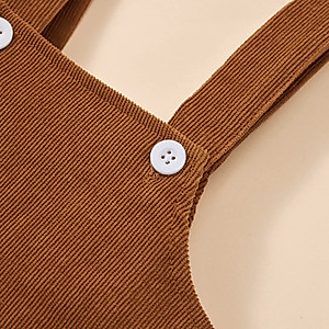 Weixinbuy Baby Girl Clothes Set Long Sleeve Ribbed Romper Top Pocket Suspender Skirt Newborn Girl Dresses Outfits