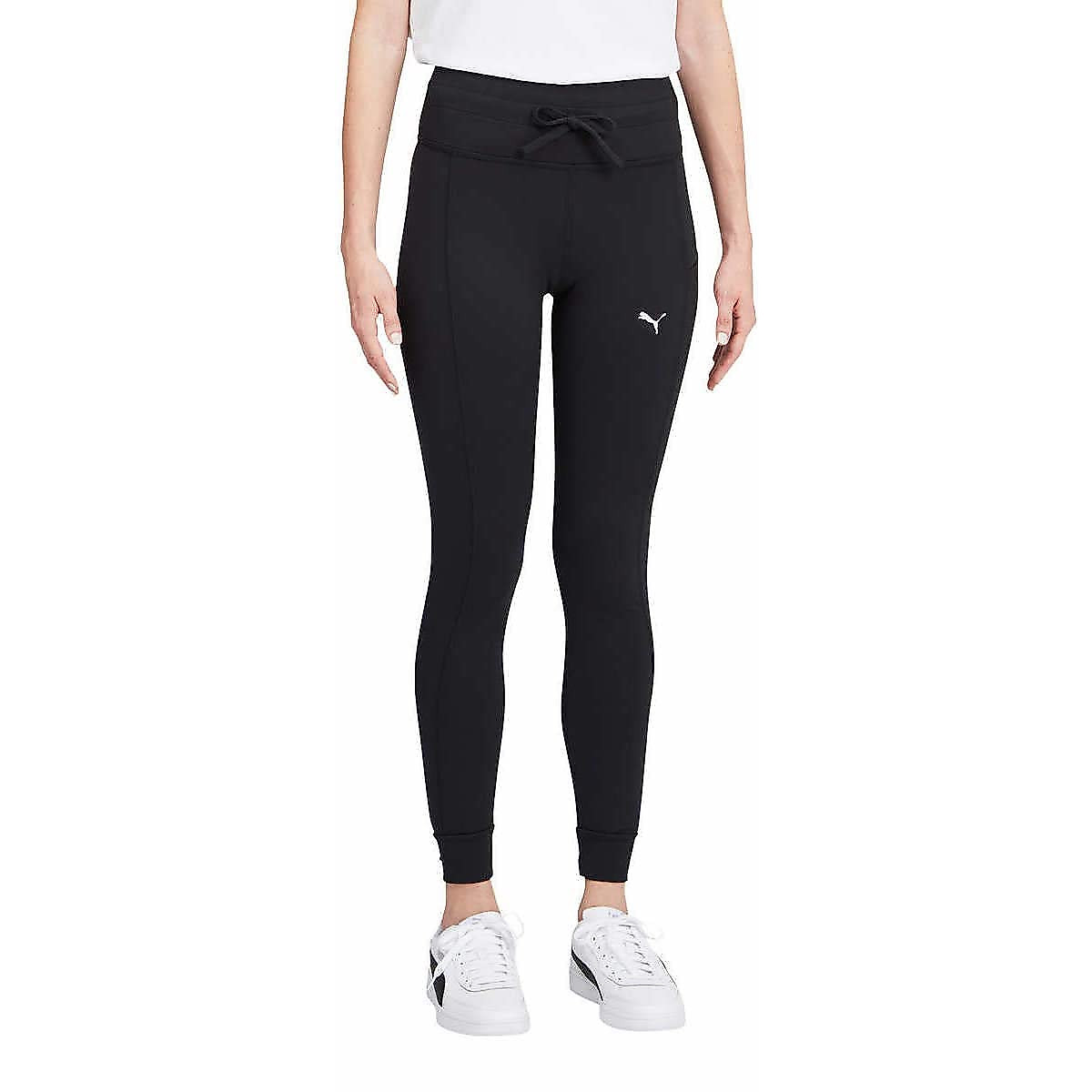 PUMA Womens Midweight Drawstring Jogger Leggings with Side Pocket (Small, Black)