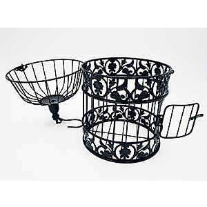 PET SHOW Round Birdcages Wedding Gift Cards Holder Metal Wall Hanging Bird Cage for Small Birds Party Indoor Ourdoor Decoration 10.6“ Black Pack of 1