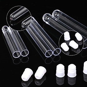 Merkunis 250 Pcs Test Tubes Clear Plastic Test Tubes with Caps 16 x 100 mm (10 ml) Test Lab Tubes for Scientific Experiments, Scientific Themed Party Supplies, Plant Propagation, Spice Seed