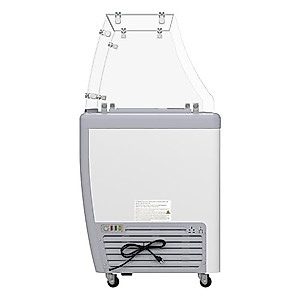 KoolMore KM-GDC-71SD-FG 70 in. 14-Pan Gelato Dipping Cabinet Display Freezer with Sliding Glass Door and Sneeze Guard, 20 cu. ft. ETL Listed