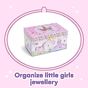Jewelkeeper Unicorn Music Jewelry Box, Birthday Gifts for Girls - Small Kids Musical Box Storage with Pullout Drawer - Little Girls Glitter Rainbow Treasure Organizer -15x10.8x8.6cm