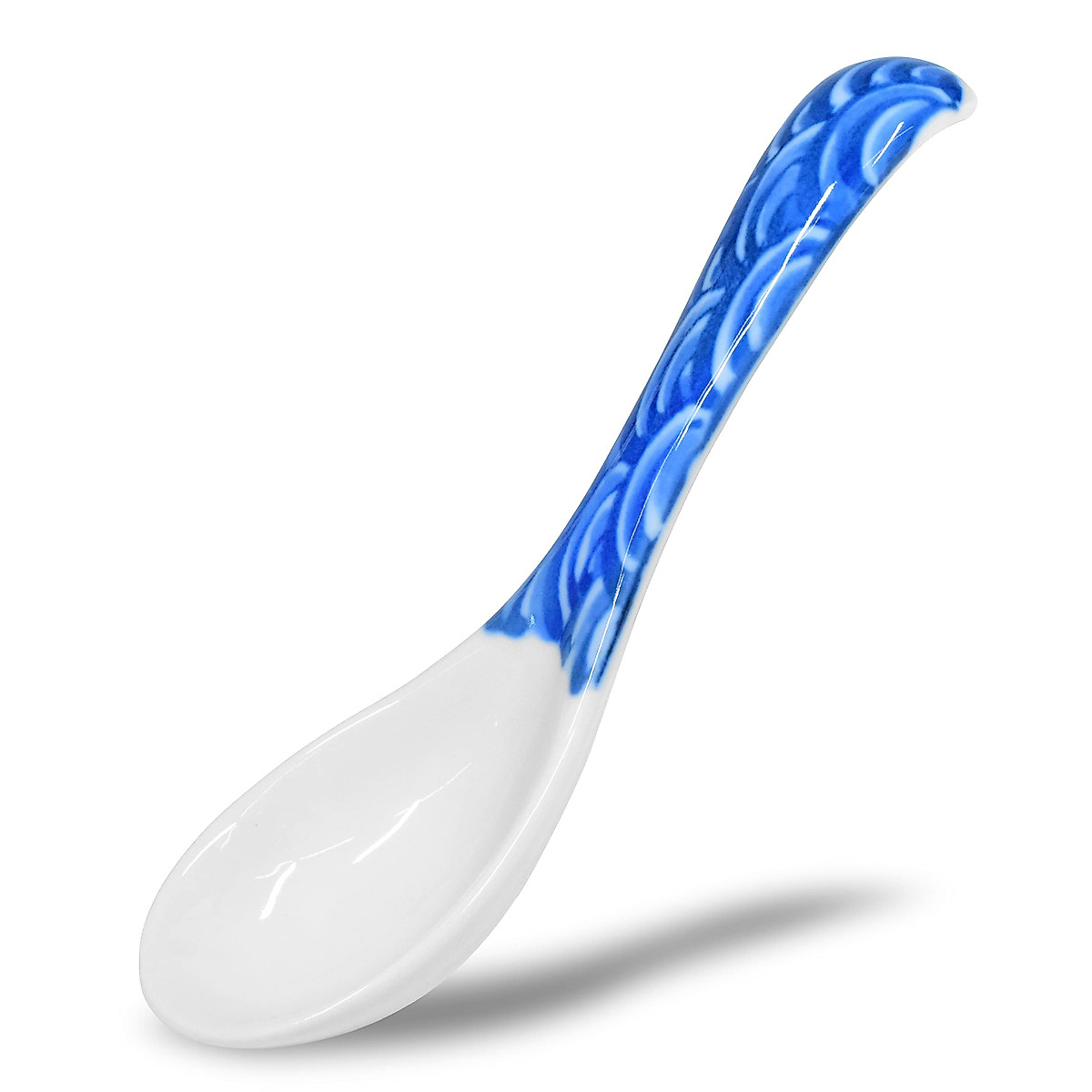 Japanese Mino Yaki(Ware) Ceramic Ramen Bowl and Ramen Spoon Set - Wave Navy, 33.8 fl oz, Japanese Donburi, Noodle, Soup Bowl, Microwave & Dishwasher Safe, Home Kitchen & Restaurant, Japanese Gifts