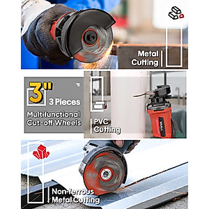 SHALL 3 Inch High-Speed Cut Off Tool, 3.5 Amp Metal Cutter Tool with 3Pcs Multifunctional Cutoff Wheels, 24000RPM Electricl Metal Cutting Tools for Steel, Inox, PVC, Aluminum