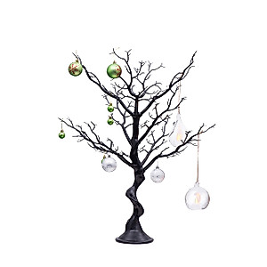 Wedding Genie Artificial Decoration Centerpiece 34" Branch Tree Wedding Eastern Halloweens Holiday Decor Life-Like Life-Size Birthday Indoor and Outdoor décor with Light and Candle (Black)