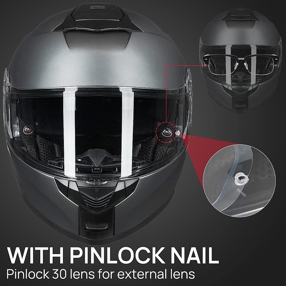 ILM Adult Motorcycle Modular Full Face Helmet Flip up Dual Visor DOT Approved Model 159(Gray,X-Large)