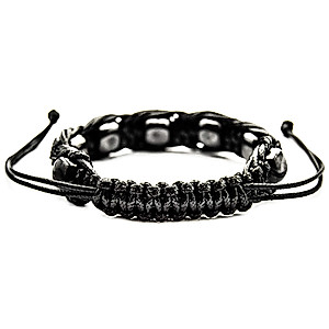 Wallystone Gems Shungite Bracelets - Arachne Black - for Mens - Woman - Brided Dense Beaded - Adjust Wirst Size - Each one has a Certificate of Authenticity