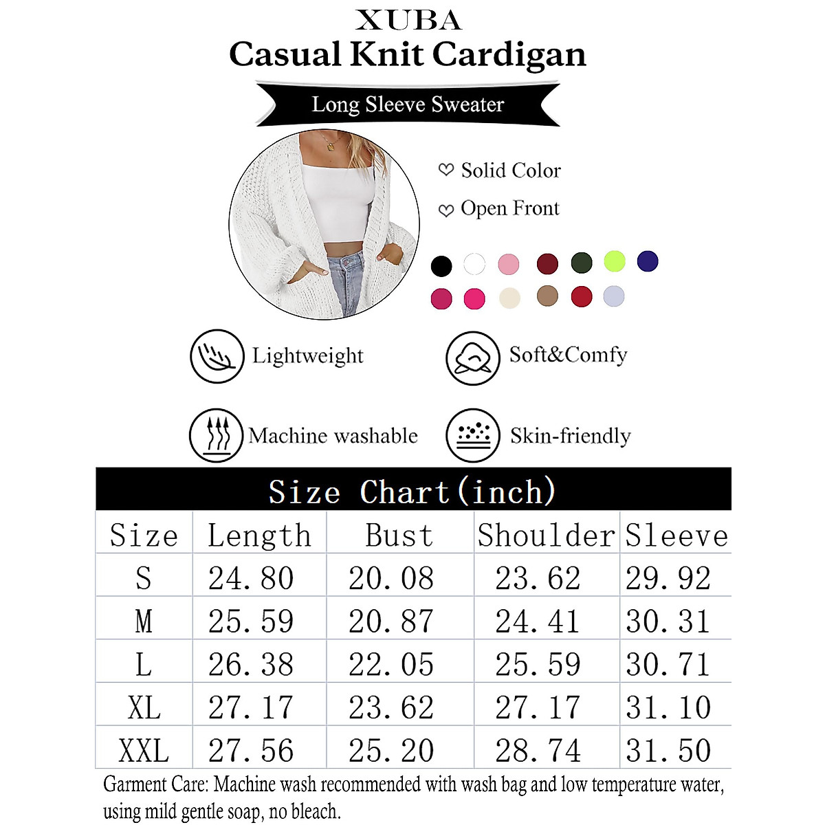 Women's Cardigans Sweater Casual Long Sleeve Soft Pocketed Knitted Open Front Cardigans