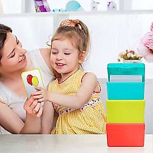 H4D Index Card Holder 3x5, Index Card Box Organizer Case, 3x5 Flash Note Card Holder, 300 Card Capacity Box, 3 Packs (Red/Green/Yellow)