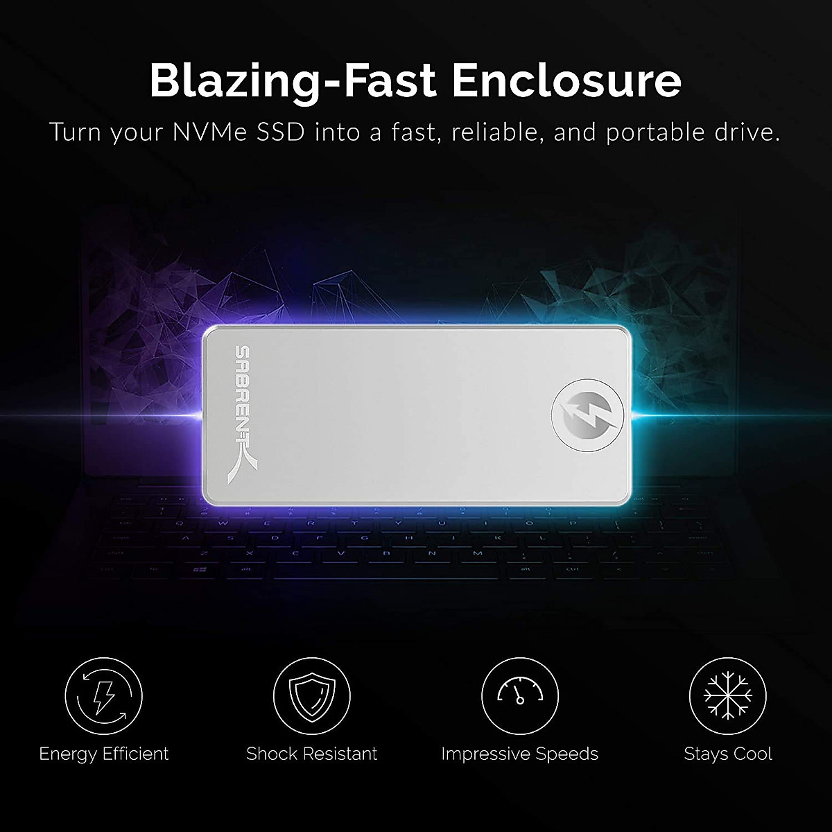 SABRENT Thunderbolt 3 Certified M.2 NVMe SSD Tool Free Solid Aluminum Enclosure (EC-T3NS)