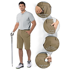 33,000ft Men's Golf Shorts Dry Fit, Lightweight Quick Dry Golf Stretch Shorts with Pockets 11" Inseam for Travel Casual
