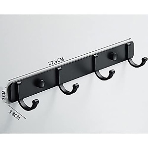 Spotcact Wall Mounted Coat Racks with Hooks Hanging Holder Towel Rack 10.83' x 1.50' Modern Black Hanging for Clothes Entryway Bathroom Bedroom (4 Hooks, Black)