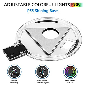 Linkidea RGB LED Console Stand Compatible with PS5, Playstation 5 Consoles Adjustable Console Game Accessories Base Vertical Stand with 4 Light Modes (Transparent)