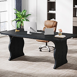 Tribesigns 63-Inch Large Executive Desk, Modern Computer Office Desk Workstation, Double PC Gaming Writing Table Home Office Desk with Sturdy Legs,Black