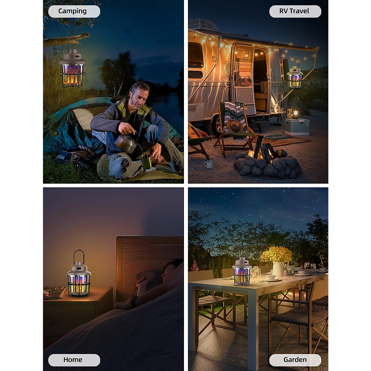 Bug Zapper Outdoor Camping Lamp with Mosquito Zapper Versatile Portable & Rechargeable Flying Insect Killer Lantern IPX4 Waterproof Indoor and Outdoor Mosquito Zapper for RVs, Camping, Home, Patio 2PC