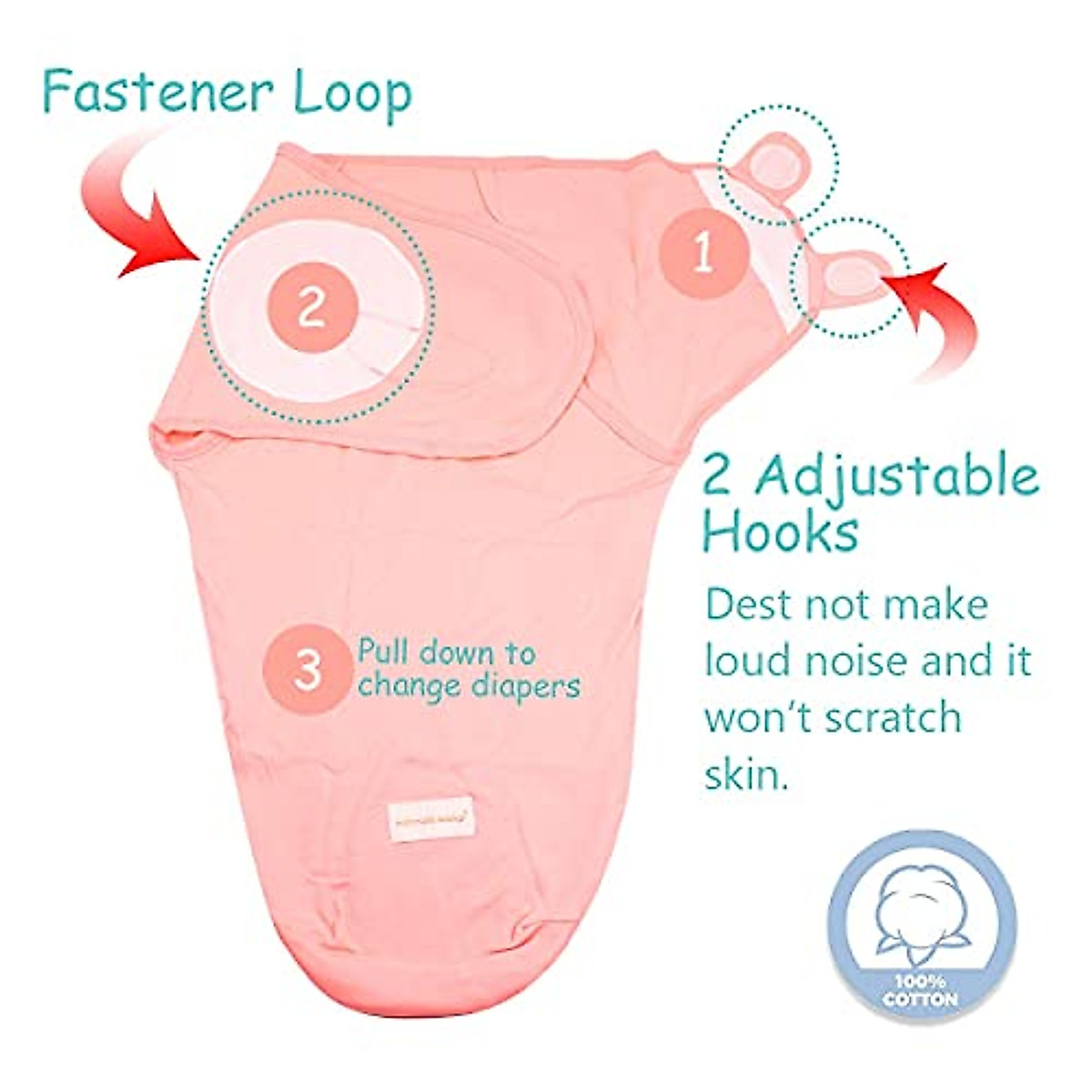 Hooyax Swaddle Blanket for Baby Boys and Girls, Cotton Swaddle Wrap Adjustable Sleep Sack for Newborn Baby, 3 Pack, Pink+Green+Floral Large(3-6 Months)