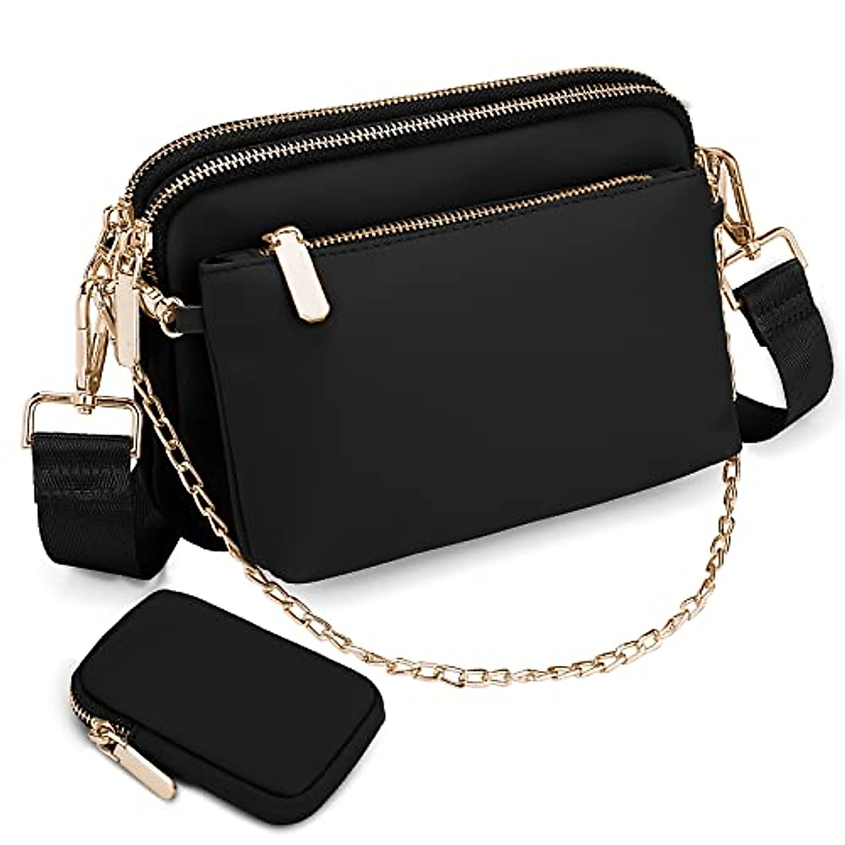 Uromee Corssbody Bags for Women Vegan Leather Fashion Shoulder Purse Fanny Pack Belt Bag Travel Hiking Detachable Pouch Adjustable Strap