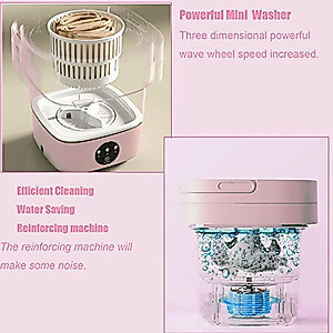 Portable Small Washing Machine, Foldable Mini Washing Machine for Underwear, Baby Clothes, or Small Items, Suitable for Apartments, Dormitories, Camping, Travel (110-260v),Pink