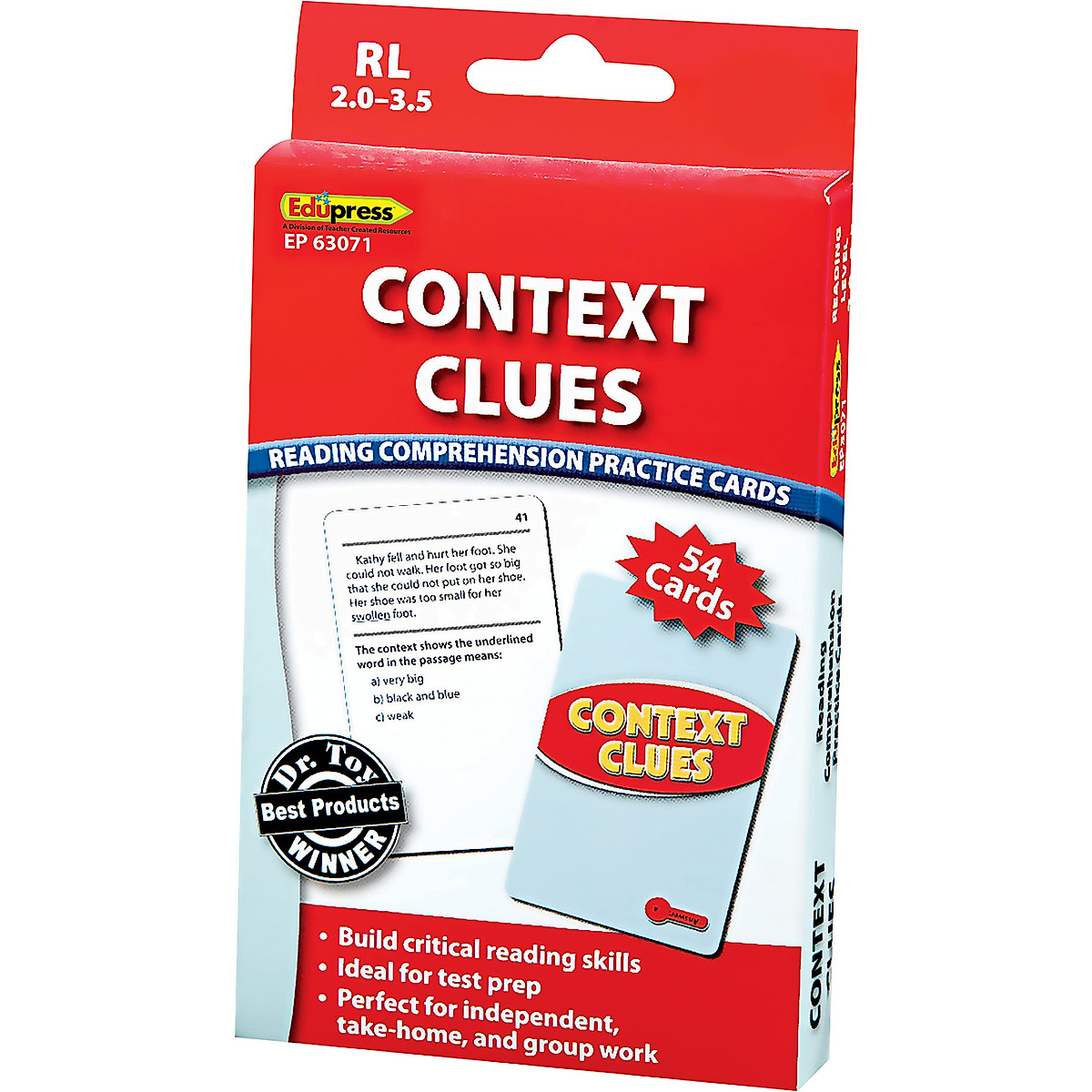 Edupress Reading Comprehension Practice Cards, Context Clues, Red Level (EP63071)