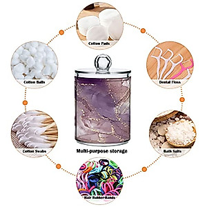 2 Pack Qtip Holder Organizer Dispenser Bright Purple Marble Grunge Bathroom Storage Canister Cotton Ball Holder Bathroom Containers for Cotton Swabs/Pads/Floss