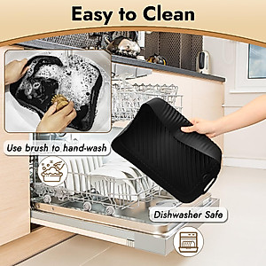 BYKITCHEN Reusable Air Fryer Silicone Liners for Ninja FG551/DG551/IG651 Foodi Smart XL Indoor Grill, Rectangle Silicone Air Fryer Liners for Ninja XL Grill Air Fryer, Ninja Foodi Grill Accessories