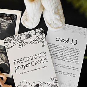 Pregnancy Prayer Cards for Parents/Grandparents (20 Cards) by Duncan & Stone - One-of-a-Kind Pregnancy Congratulations Gift - Bible Verse Cards - New Mom Essential (Black & White, Without Stand)