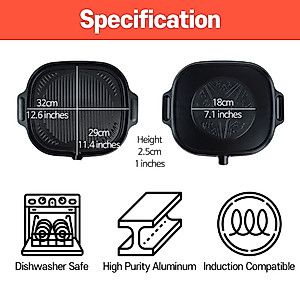 UPIT Korean BBQ Grill Pan - Induction Stovetop Compatible Aluminum Nonstick Indoor Skillet Portable Plate with Grease Draining Spout, 13-inch