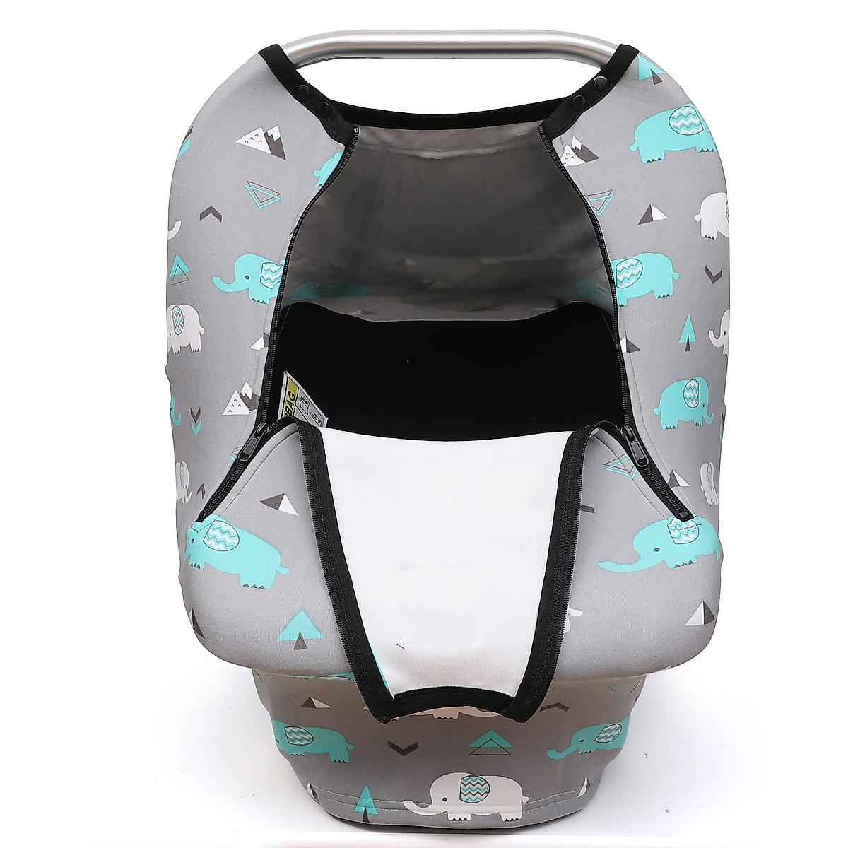 ACRABROS Car Seat Covers for Babies,Winter Autumn Spring Infant Carseat Cover Canopy for Boys and Girls,Stretchy Adjustable Peeping Window with Mesh Cover,Warm Breathable Universal, Baby Elephant