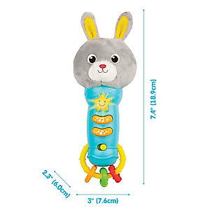 Bambiya Easter Bunny Baby Teething Toy for 6 Months and Up - Baby Teether, Rattle & Musical Toy with Lights, Fun Sound Effects - Baby Easter Basket Stuffer