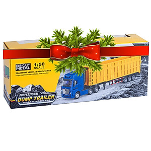 Qcar Dump Trailer Truck Vehicles Toys,1:50 Scale Dump Truck with Trailer, Toy Trucks for Kids