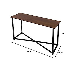 Coral Flower Bar Table with Metal Frame, Multi-functional Desk for Dining Living Room, Industrial Accent Furniture,Rustic Brown and Black