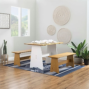 Linon Delk Pine Wood Large Backless Bench in Honey