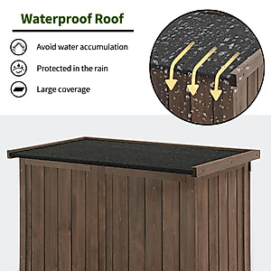 MCombo Outdoor Storage Cabinet, Garden Storage Shed, Outside Vertical Shed with Lockers, Outdoor 63 Inches Wood Tall Cabinet for Yard and Patio 0870 (Brown)