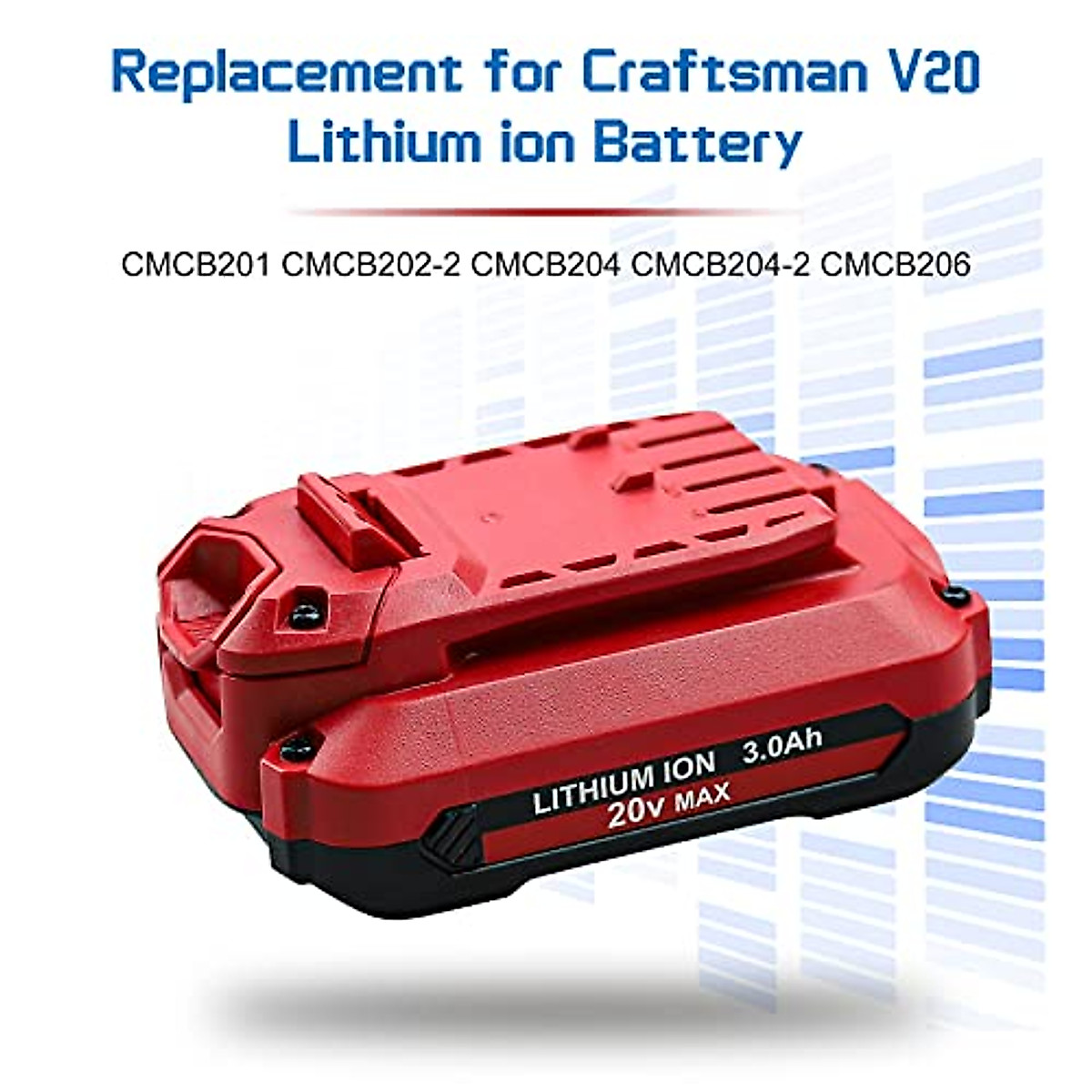 2 Pack 3.0Ah 20 Volt CMCB202-2 Battery Replacement for Craftsman V20 Lithium ion Battery Compatible with Craftsman 20V Battery Lithium ion CMCB201 CMCB202 CMCB202-2 CMCB204 CMCB204-2 CMCB205 CMCB206