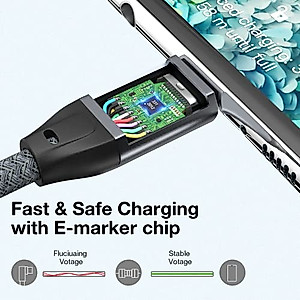 USB C to USB C Cable 100W, 20Gbps 90 Degree Right Angle 4K@60Hz Video Output Cable (USB C 3.1 & 3.2 Compatible) with E-Marker for Thunderbolt 3, Oculus Quest, MacBook, iPad Pro, Pixel, Switch, 3.3FT