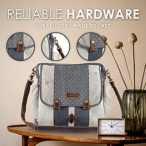 Womens Shoulder Bag by Sixtease - Vintage Style Shoulder Bags for Women - Made with Genuine Leather, Upcycled Canvas, or Hair On - Handmade, Adjustable Strap, Brass and Zinc Hardware - Flint