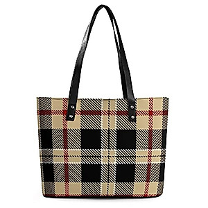 Fashion Hobo Handbags With Zipper Large Capacity Satchel Tote Bag For Women Casual Shoulder Bag Soft Leather Purse Compatible with Tartan Plaid Pattern