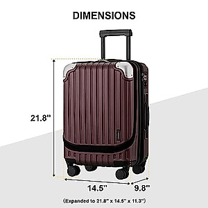 LEVEL8 Grace EXT Carry On Luggage, 20” Expandable Hardside Suitcase, ABS+PC Harshell Spinner Luggage with TSA Lock, Spinner Wheels - Red, 20” Carry-On