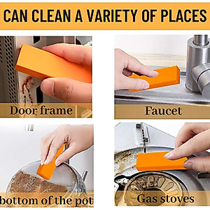 SXRC Stainless Steel Decontamination Artifact Eraser,Easy Limescale Eraser Orange,Reusable Rust Eraser,Cleaning Eraser Bathroom Glass Rust Remover Rubber,for Steel Stainless Surface Kitchen Home