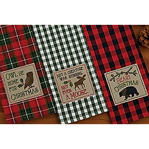 DII Holiday Kitchen Collection Embroidered Dishtowel Set, 18x28, Cabin Christmas, 3 Piece