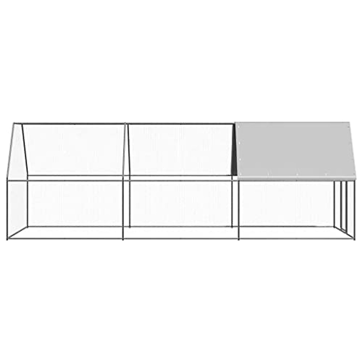 vidaXL Outdoor Chicken Cage Pet Supply Small Animal Habitat Cage Water-resistant Roof Hen House Chicken Run Coop 9.8'x39.4' Galvanized Steel