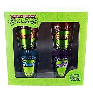 Teenage Mutant Ninja Turtles Heads Foil Shot Glass 4-Pack, 2Fl oz